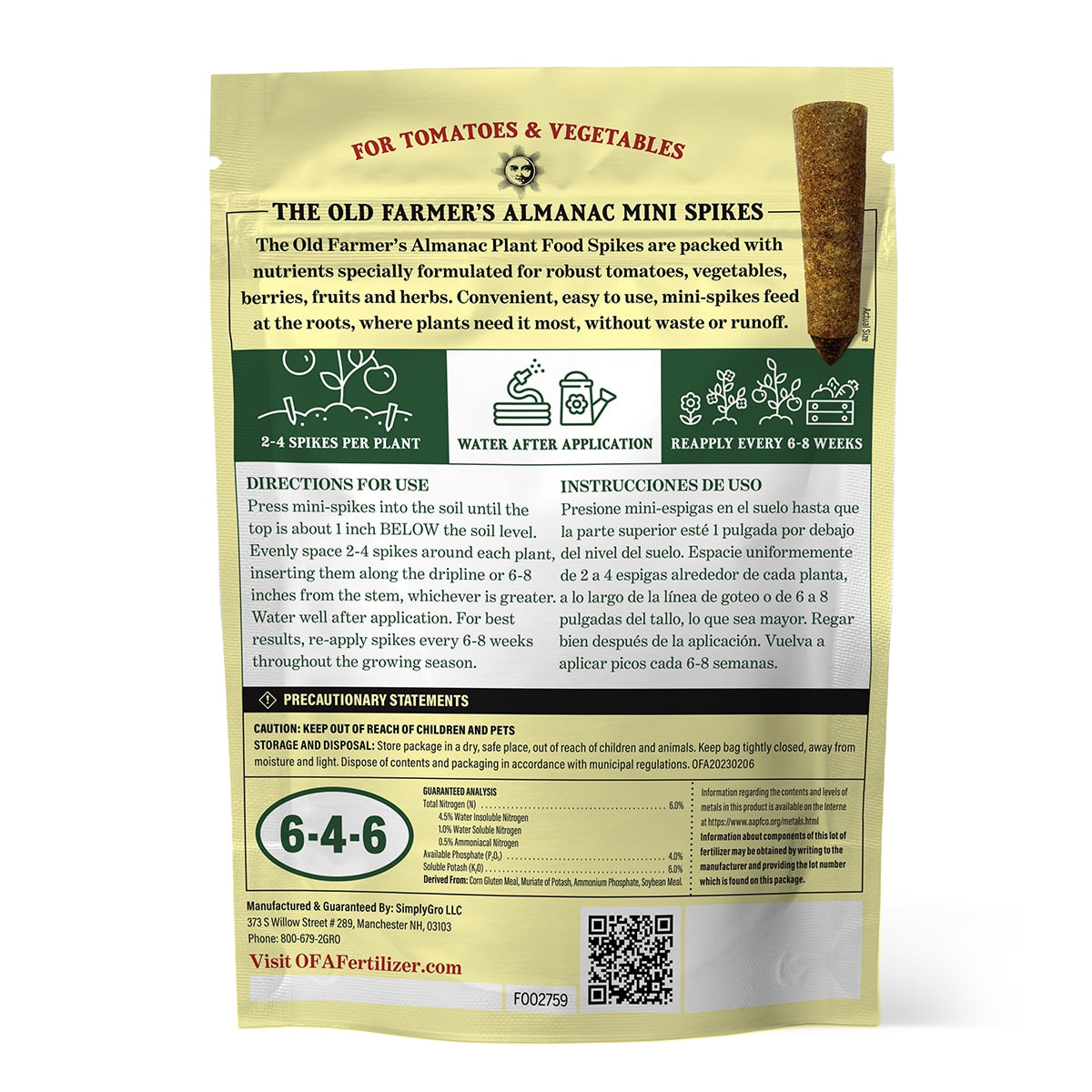 The Old Farmer's Almanac Tomato & Vegetable Plant Food Mini Spikes ...
